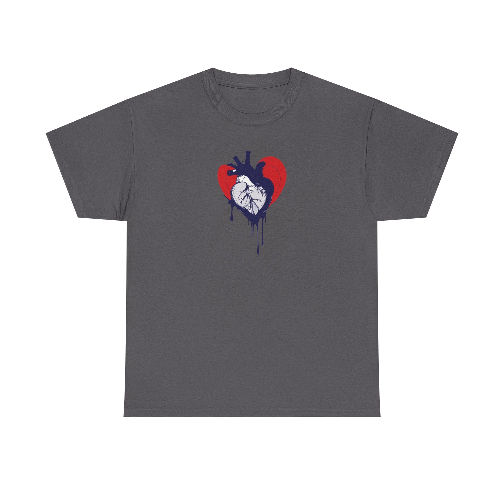 Heart Anatomy Tee Dripping Anatomical Heart with Red Heart Background ...